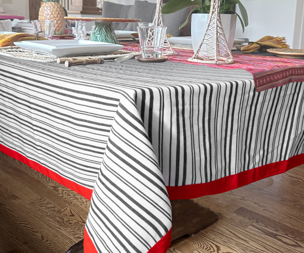 Cloth Tablecloths - Striped Tablecloth | All Cotton and Linen