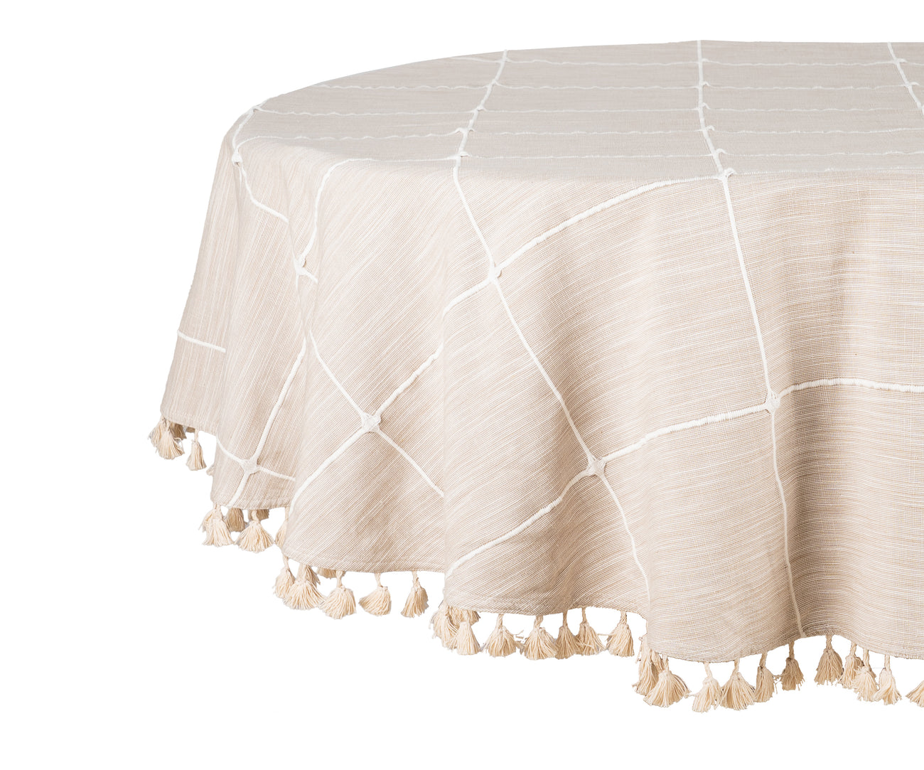 Tablecloth Round - Plaid Tablecloth with Tassel | All Cotton and Linen