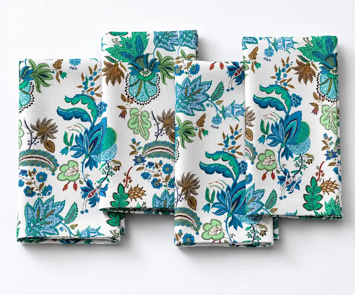 Printed Cloth Napkins | 100% Cotton Floral Napkins Set