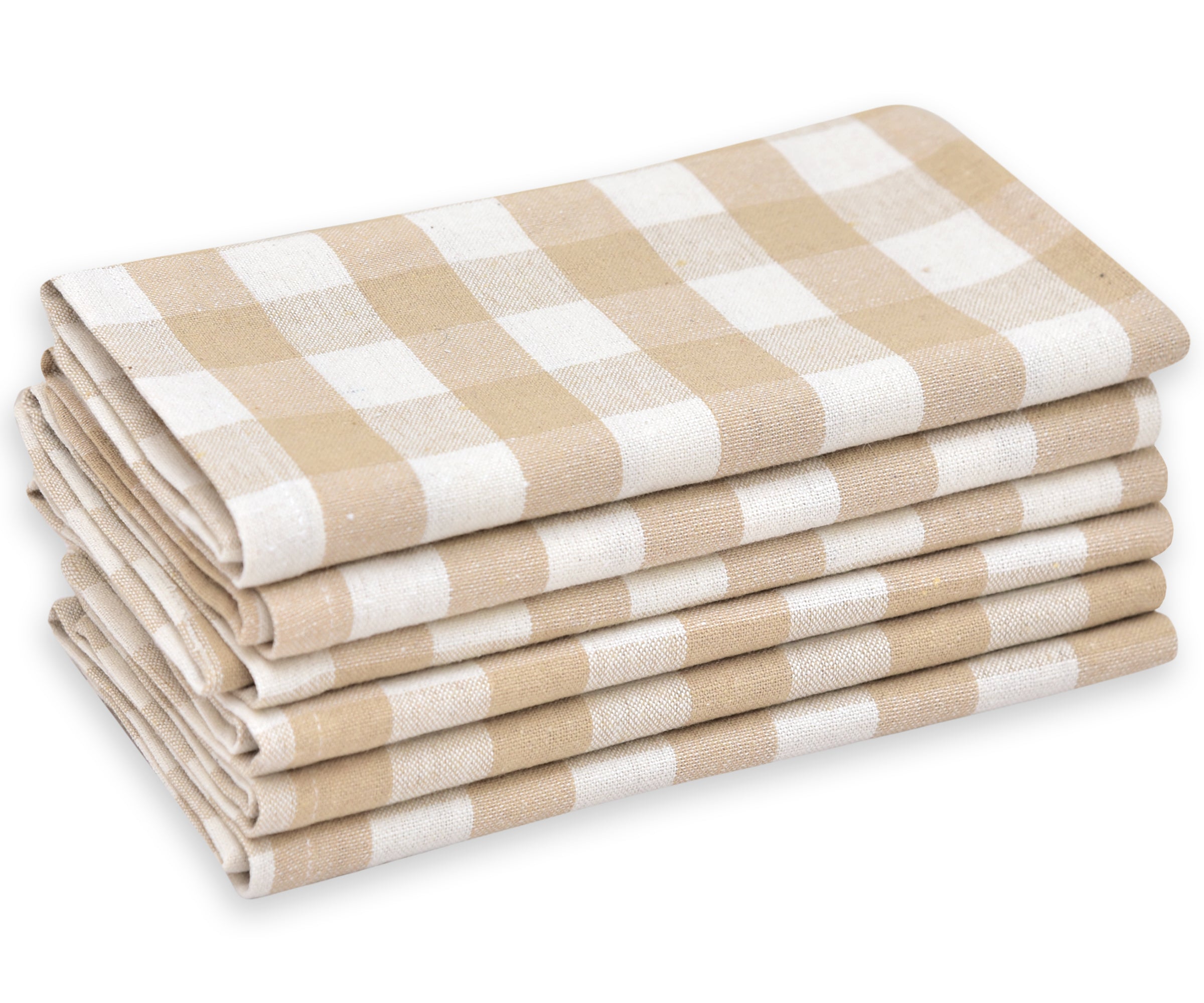 Beige and Cream Buffalo Checkered Napkins | All Cotton and Linen
