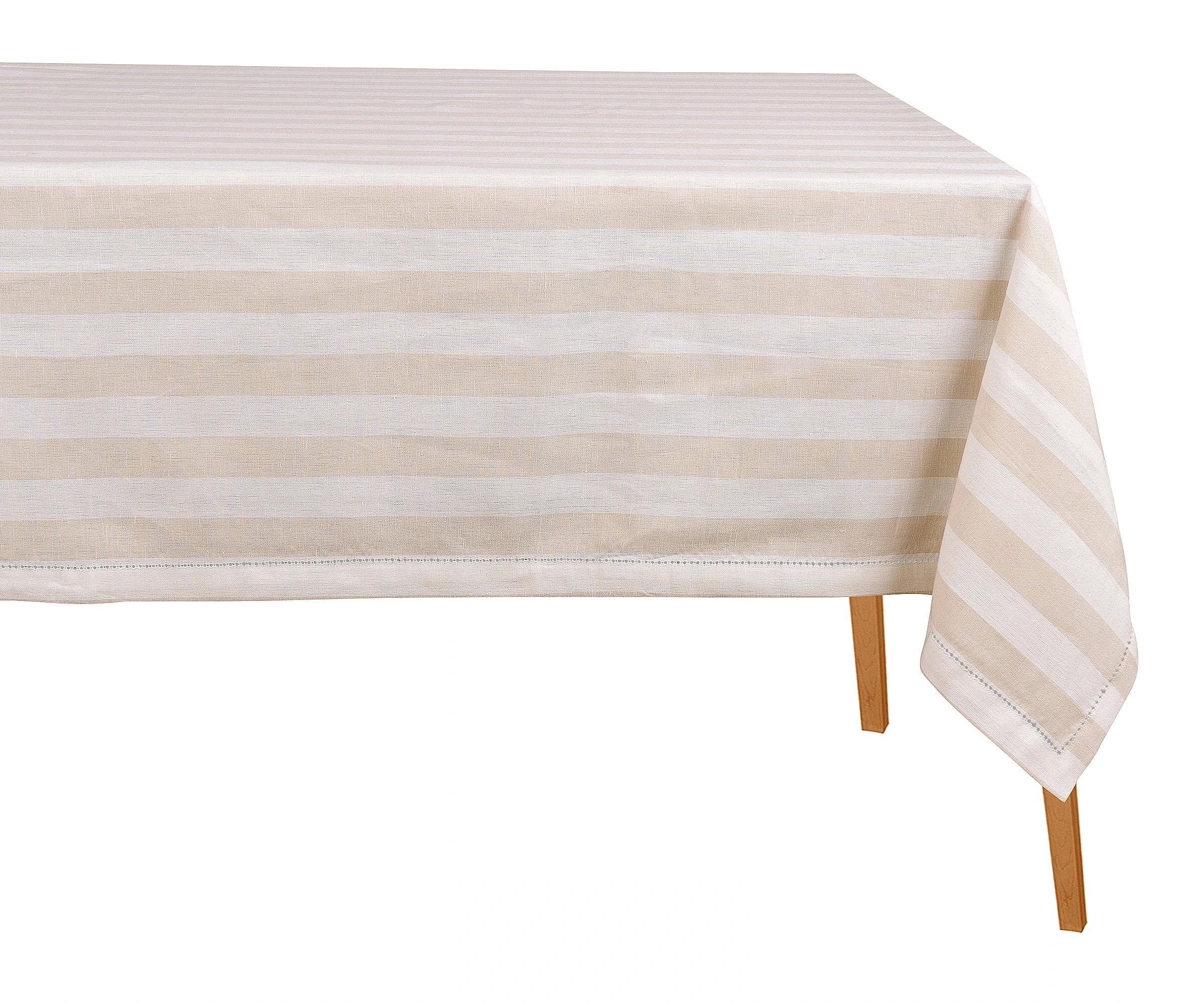 Striped Tablecloth - Beige | Beige Striped Tablecloth - 100% Cotton
