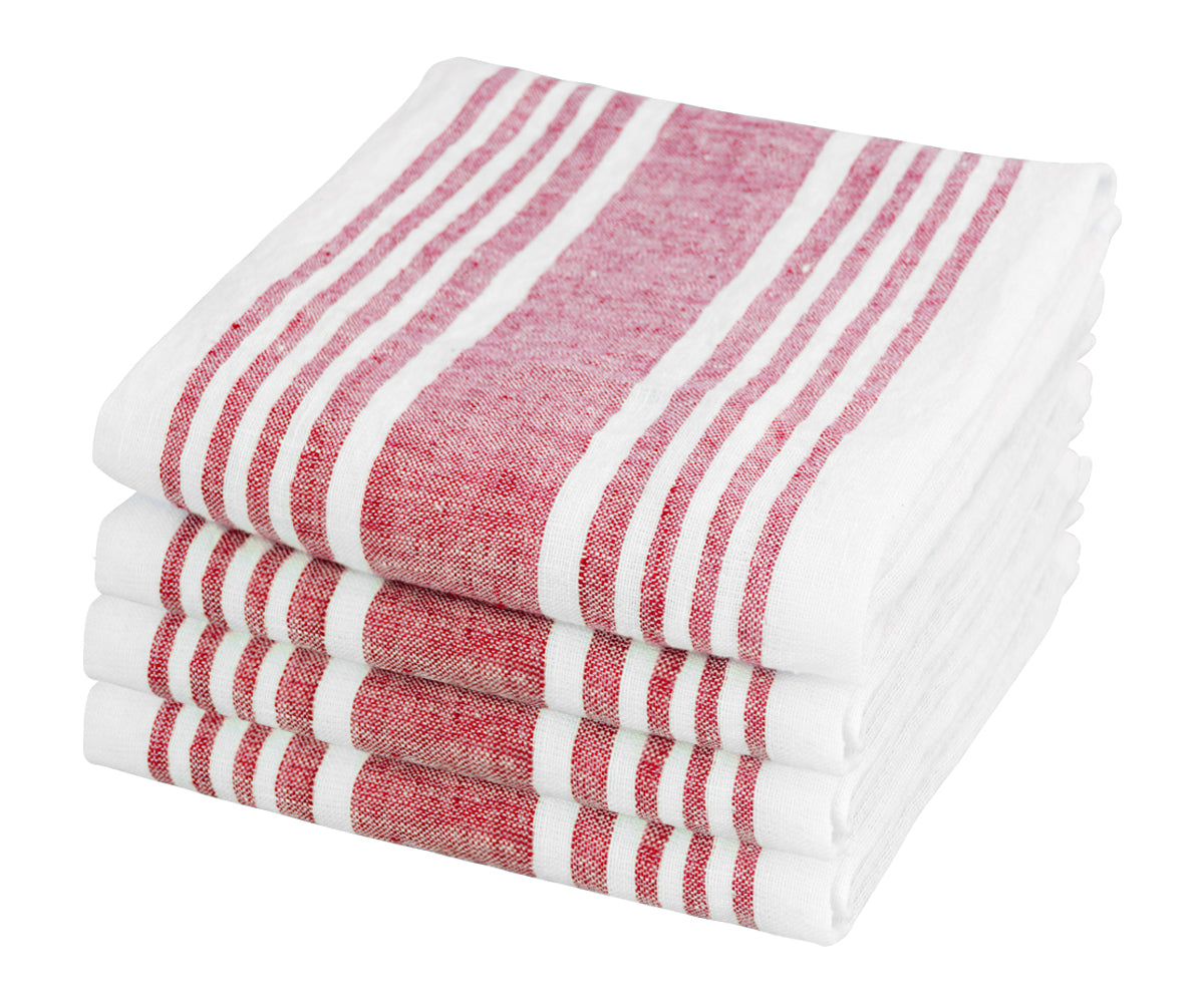 Red Striped Napkins | Linen Napkins Bulk | All Cotton and Linen