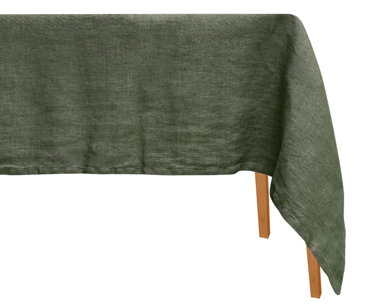 Green Linen Tablecloths - 100% Pure Linen Rectangular Tablecloths