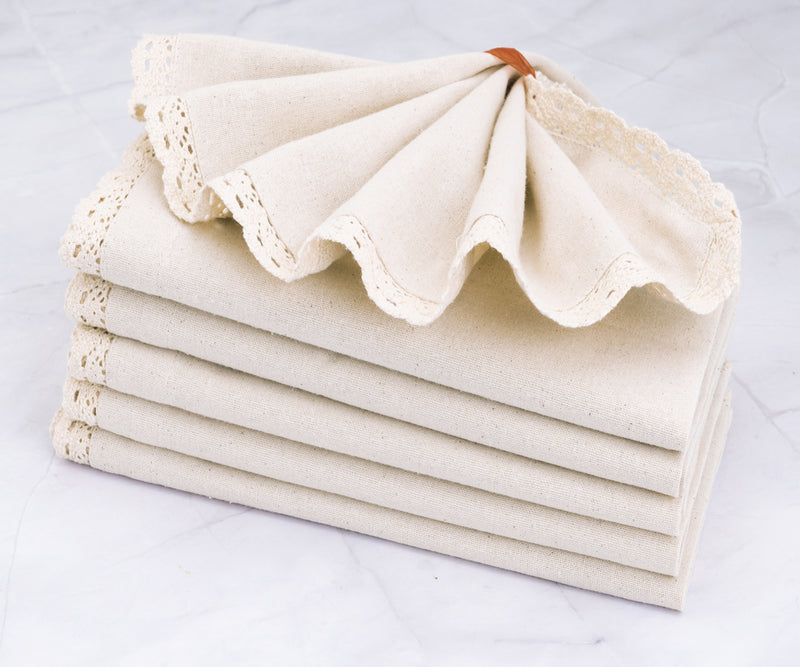 Lace Napkins | Natural Trim Napkins | All Cotton and Linen