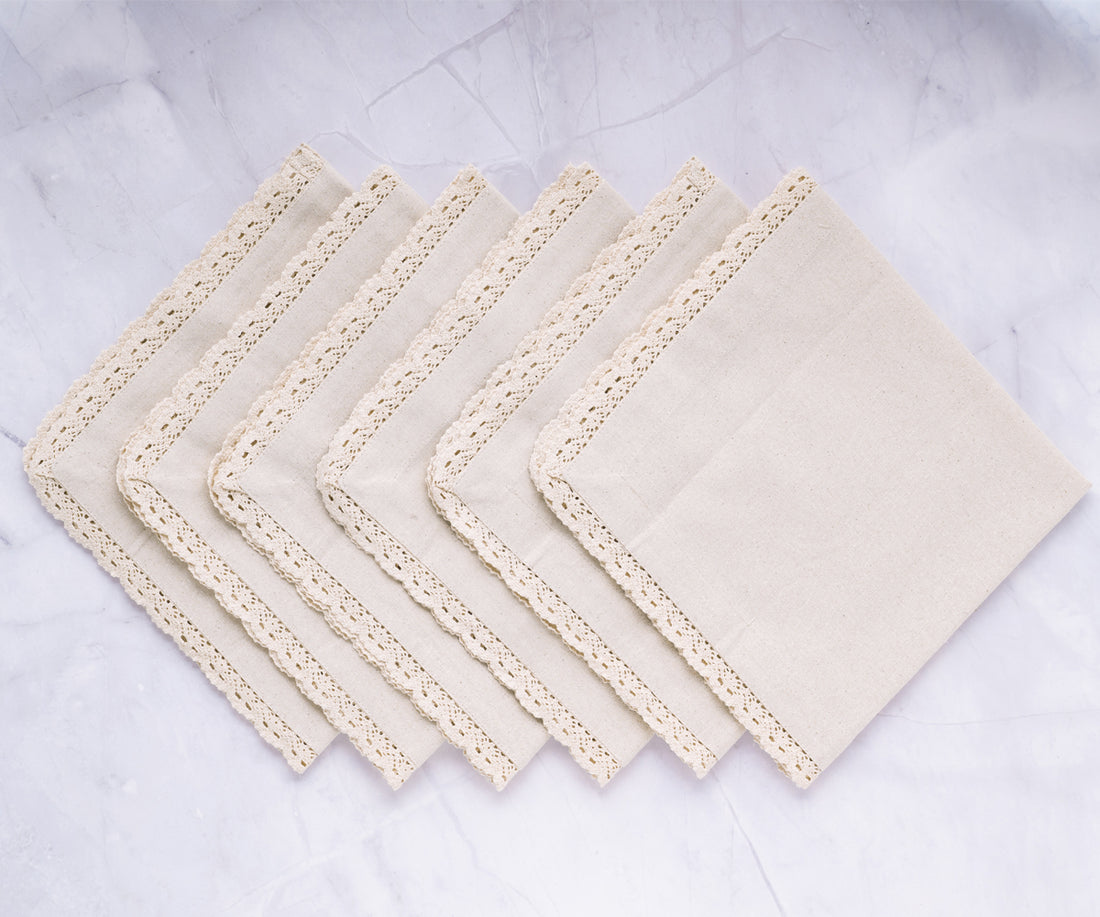 Lace Napkins | Natural Trim Napkins | All Cotton and Linen