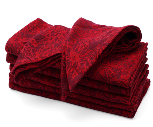 Red Cloth Napkins - Floral Napkins - Red Napkins | All Cotton and Linen