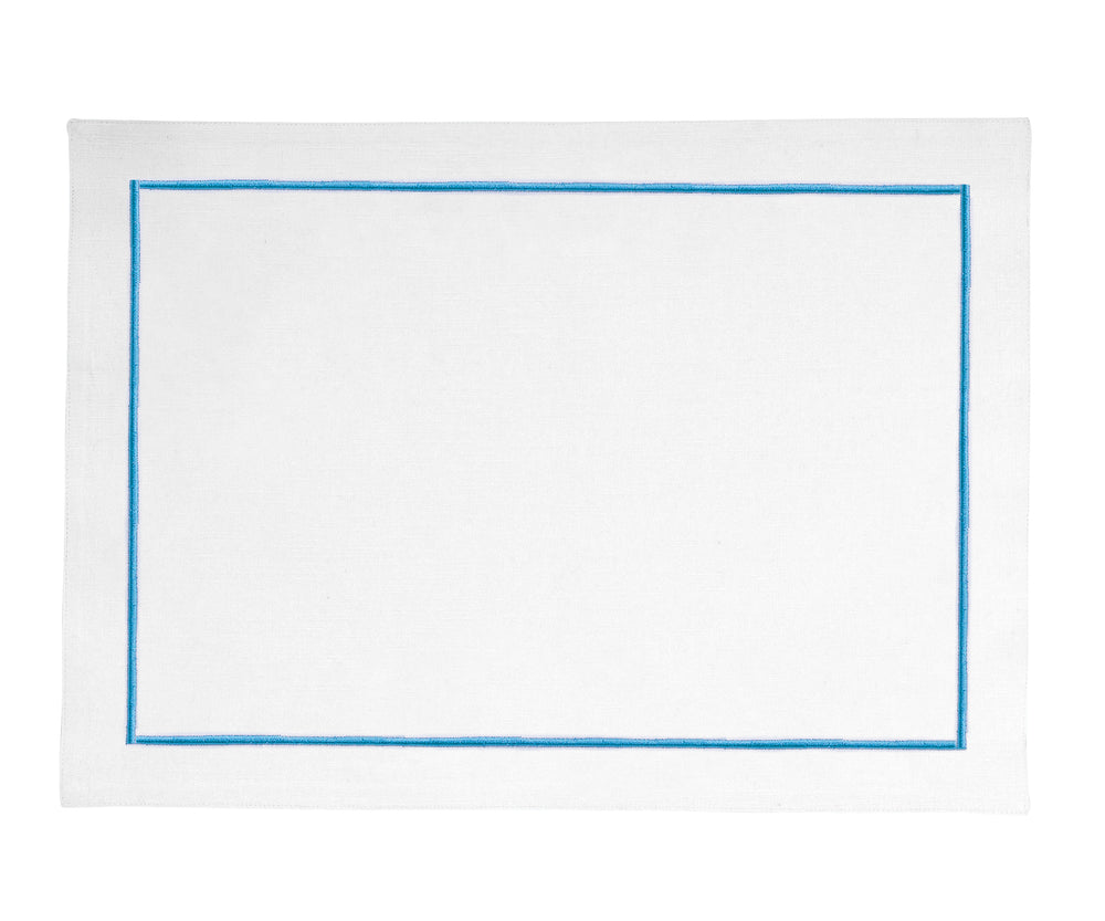 Light Blue Placemats - Line Embroidered | Set of 4 and 8