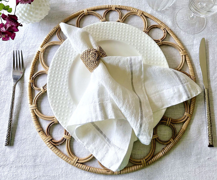 Gold Linen Napkins | Metallic Thread Napkins | All Cotton and Linen