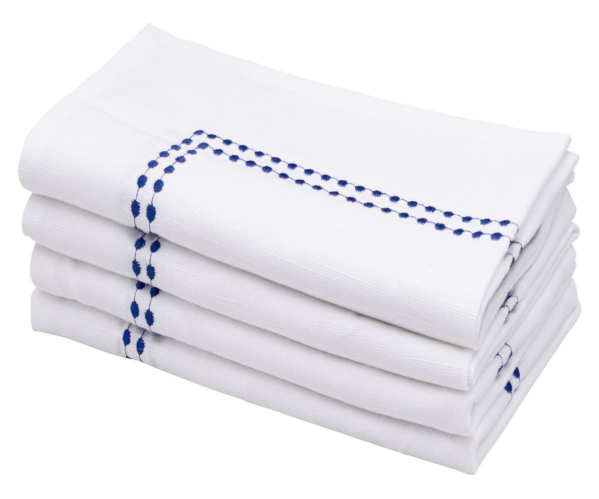 White Dinner Napkins | Dot Embroidery Napkins | Cloth Napkin