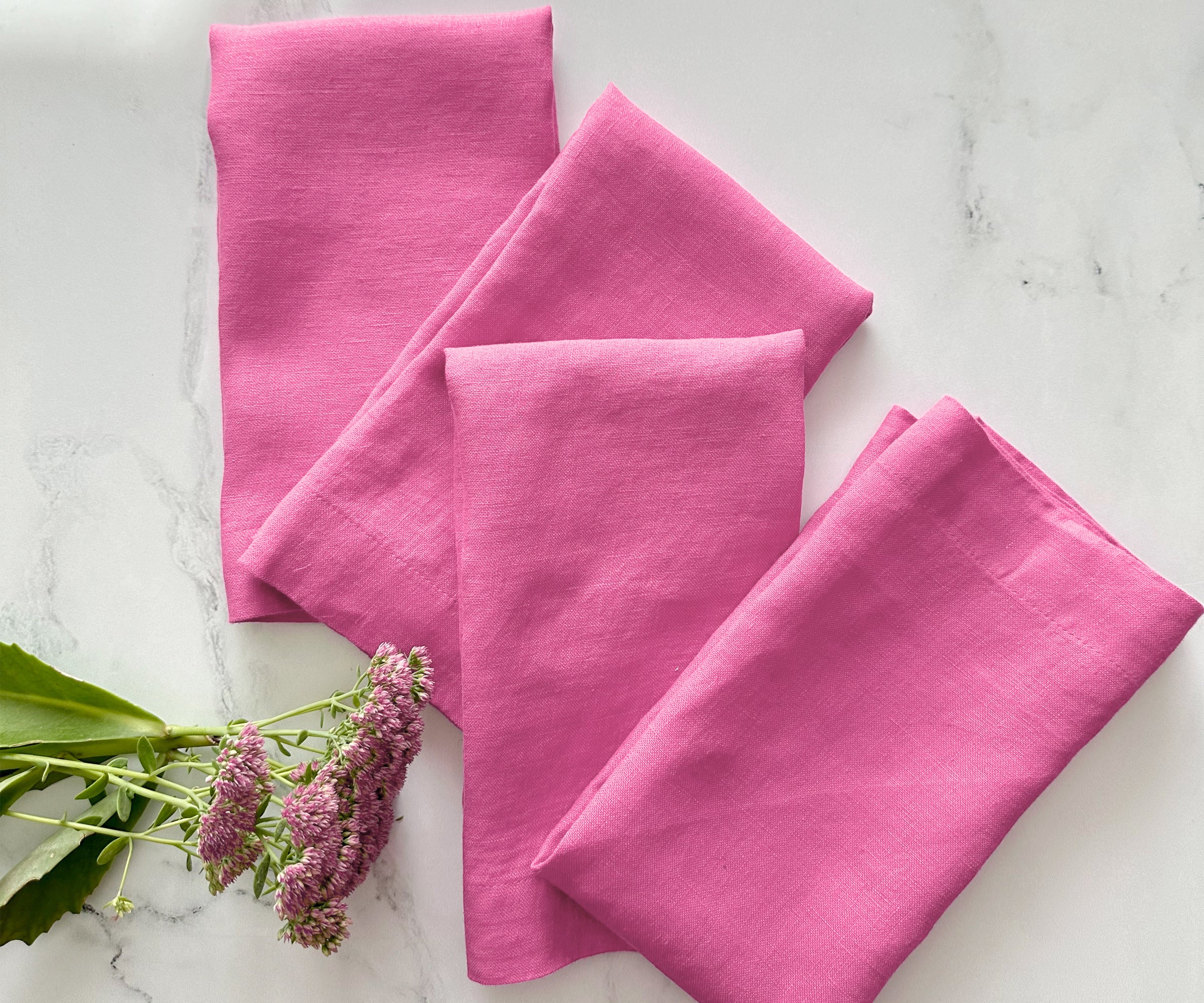 Baby Pink Linen Napkins | 100% Pure Linen Table Napkins