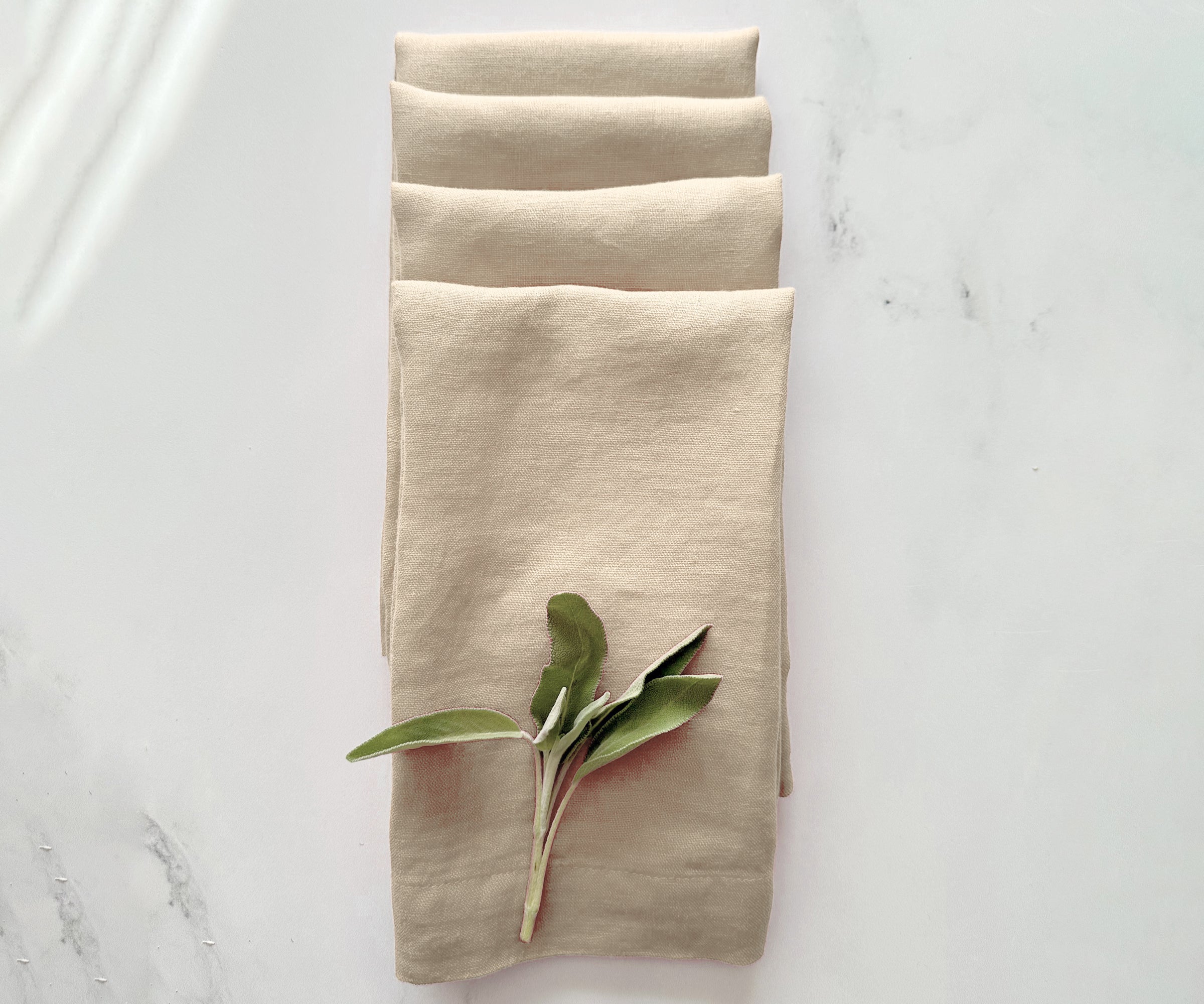 Beige Linen Napkins Set of 4 | 100% Linen High-Quality Cloth Napkins