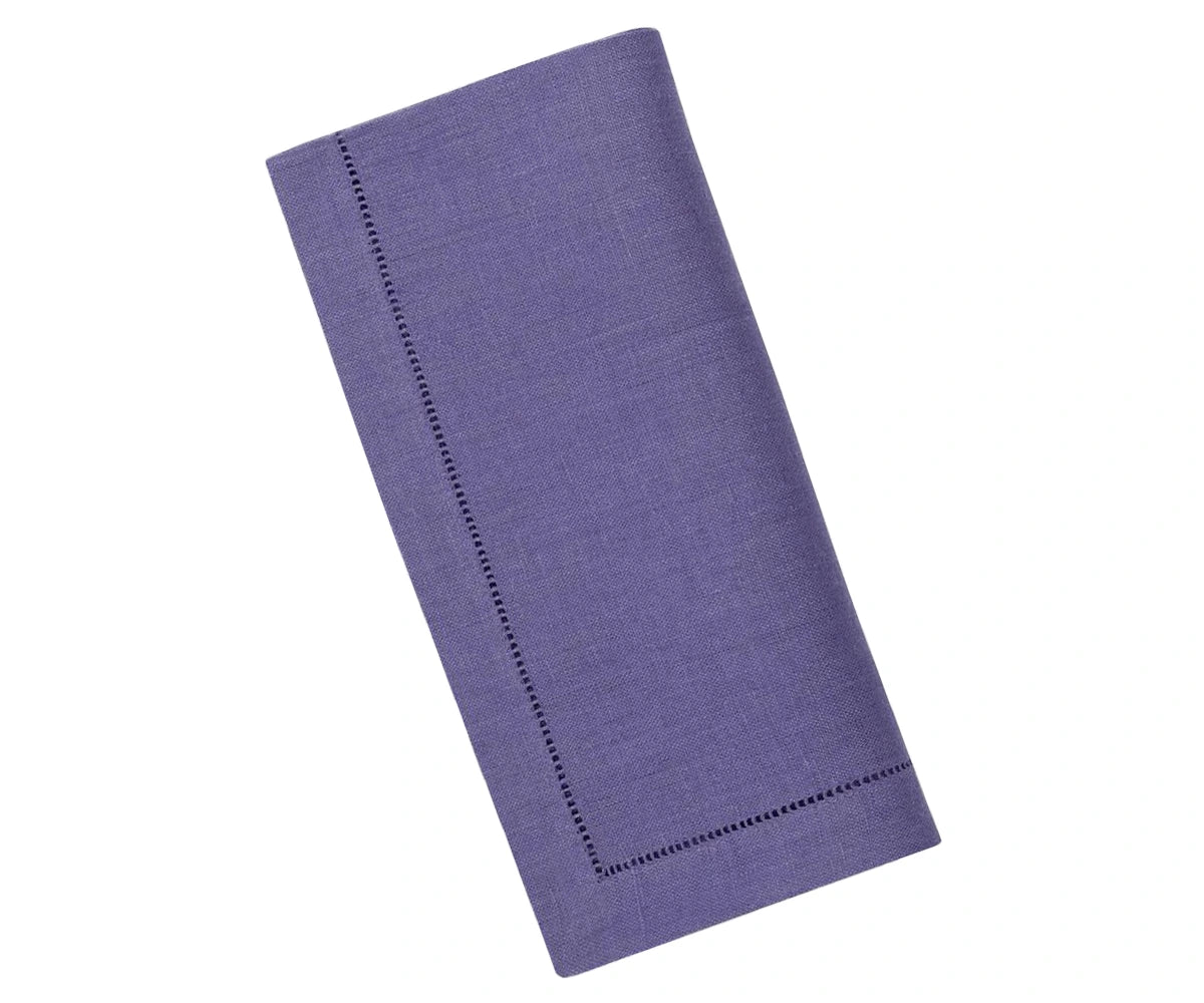 Purple Linen Napkins | Hemstitched Linen Napkins Set of 12 and 24