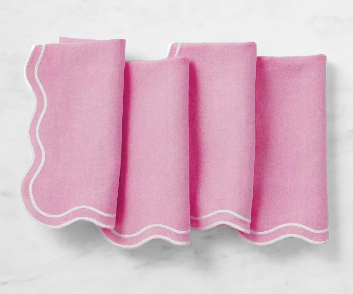 Pink Cloth Napkins Set of 12 | Wedding Napkins | Scalloped