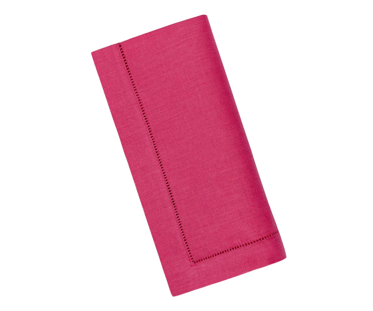 Raspberry Linen Napkins | 100% Pure Linen Hemstitch Napkins