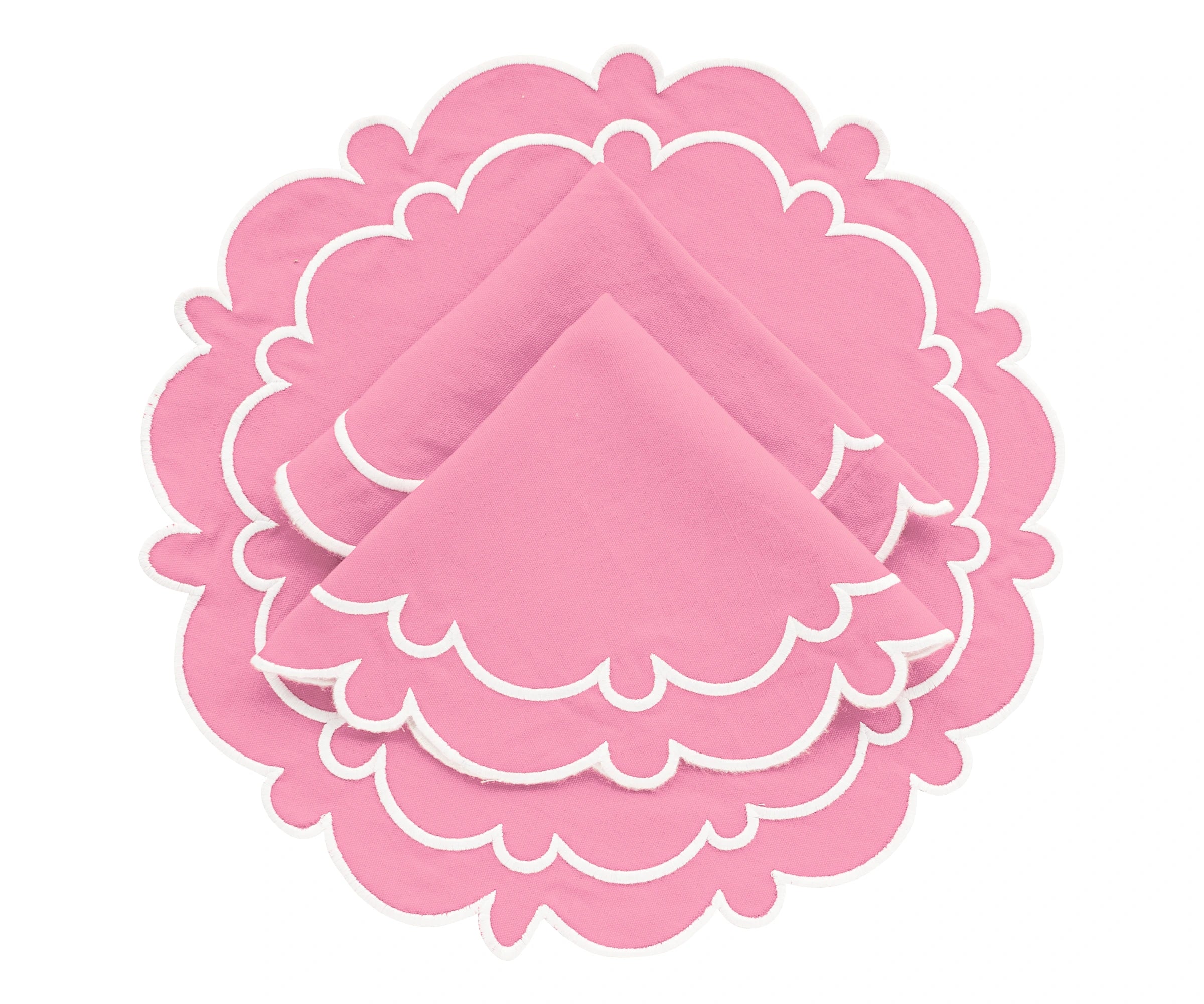 Pink Round Placemats | Cotton Woven Placemats Set of 4