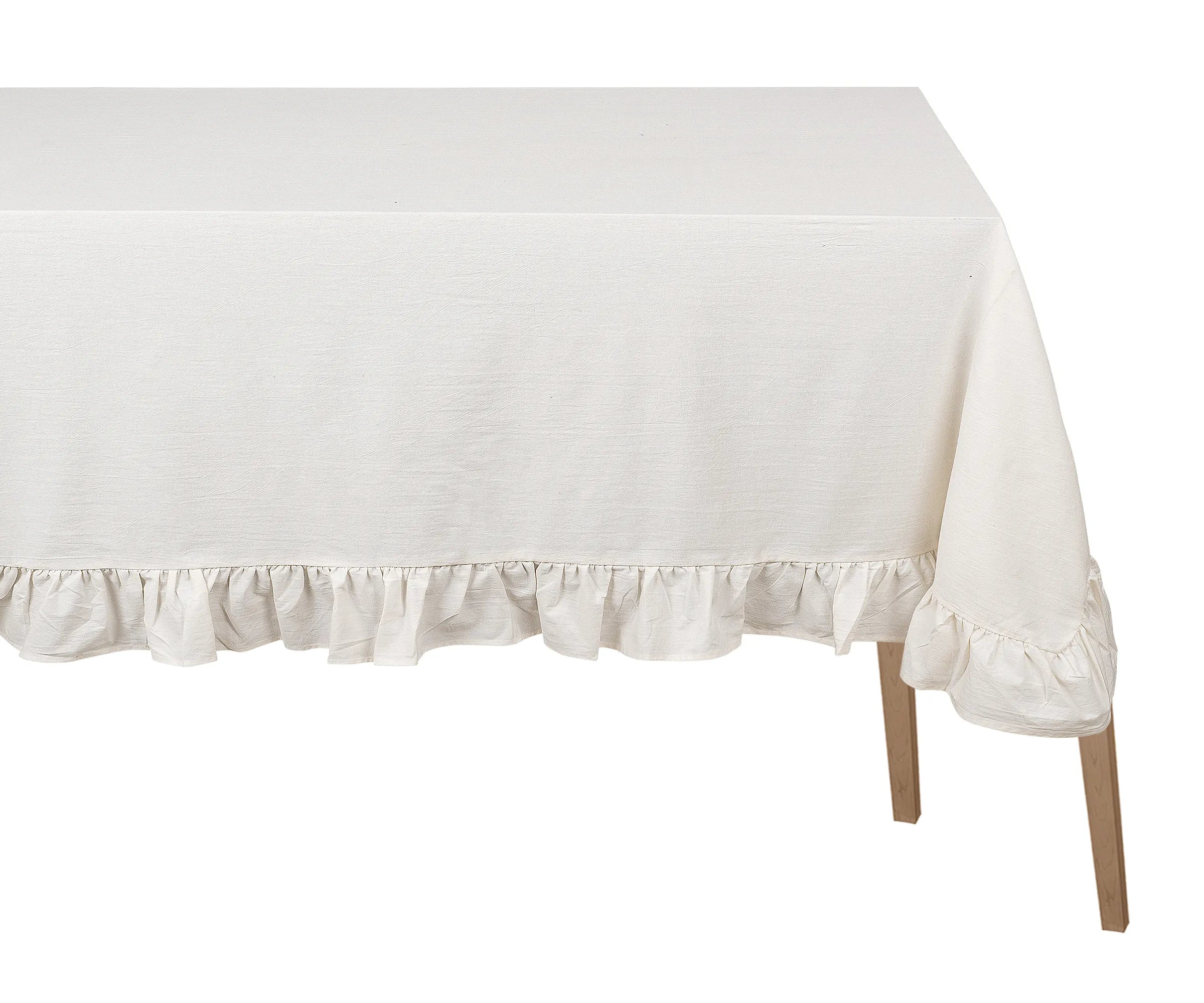Ruffled Tablecloth | Rectangle Cloth Tablecloths | 100% Cotton