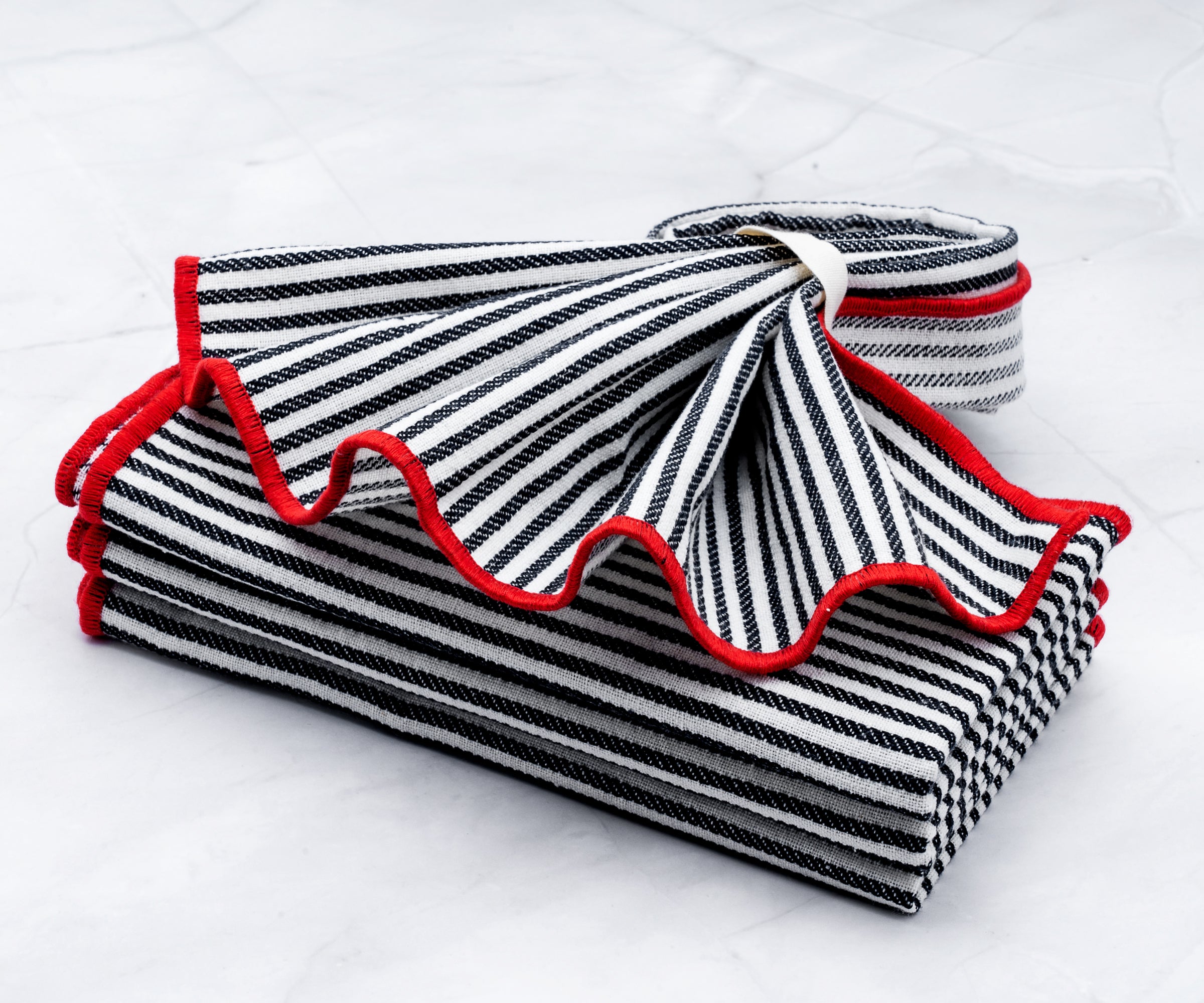Cloth Napkins Set of 4 - Striped Dinner Napkins - Farmhouse Napkins