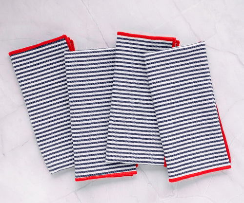 Cloth Napkins Set of 4 - Striped Dinner Napkins - Farmhouse Napkins