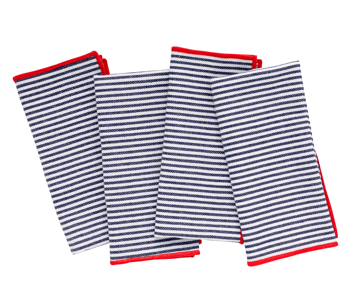 Cloth Napkins Set of 4 - Striped Dinner Napkins - Farmhouse Napkins