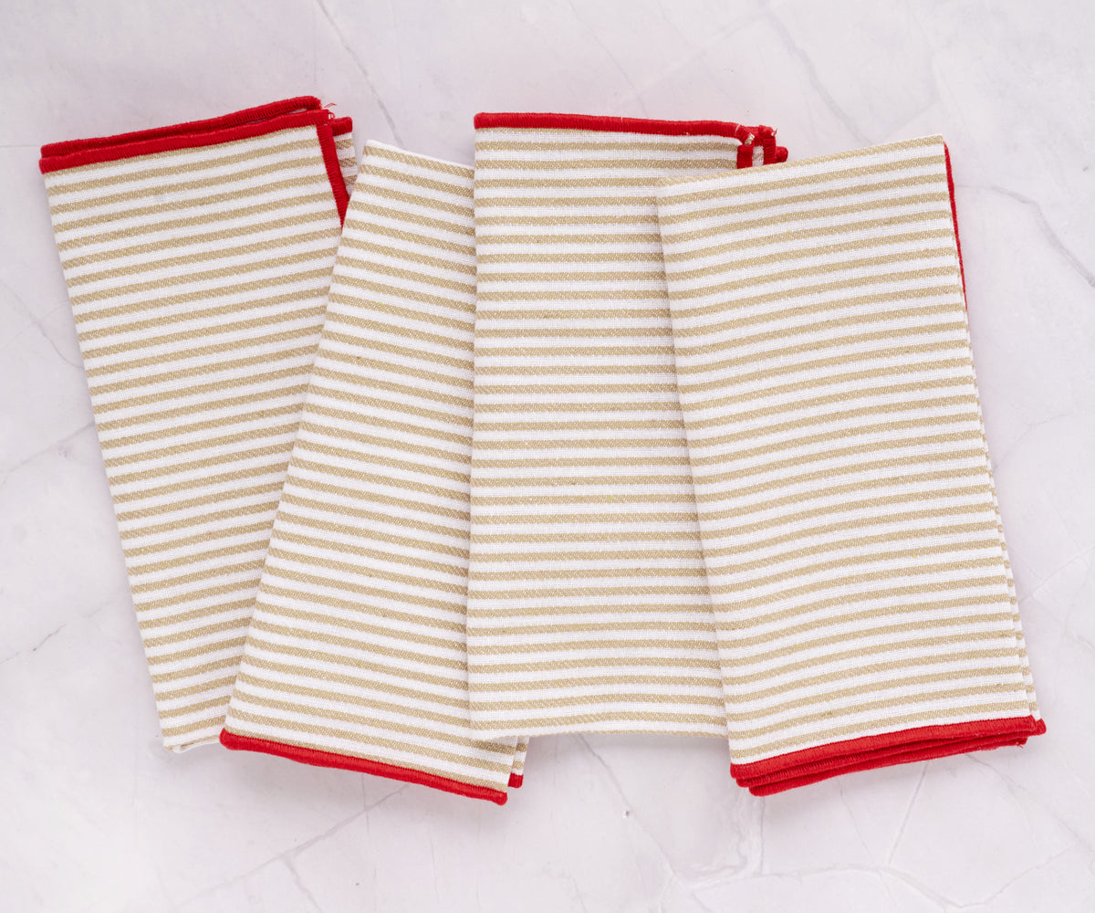 Beige Cloth Napkins Set of 12 | All Cotton and Linen