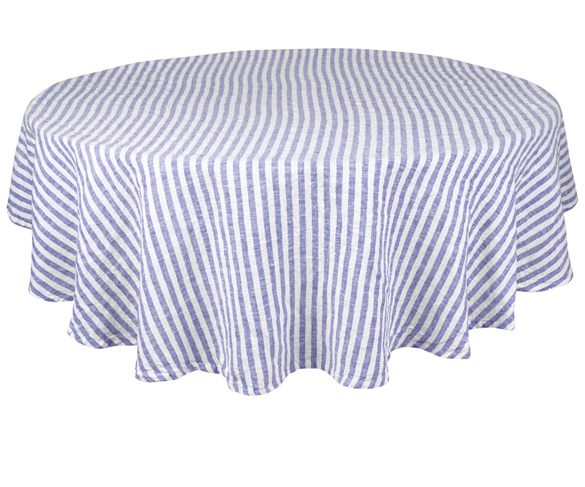 Amalfi Stripe Linen Round Tablecloth - Elegant Linen Dining Decor