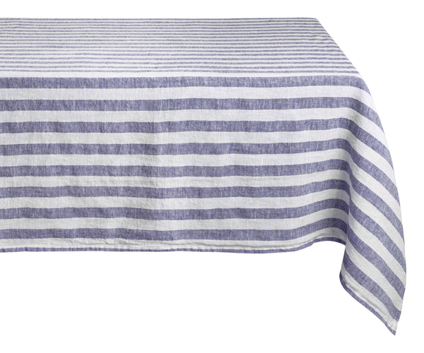 Italian Stripe Rectangle Linen Tablecloth -100% Pure Linen