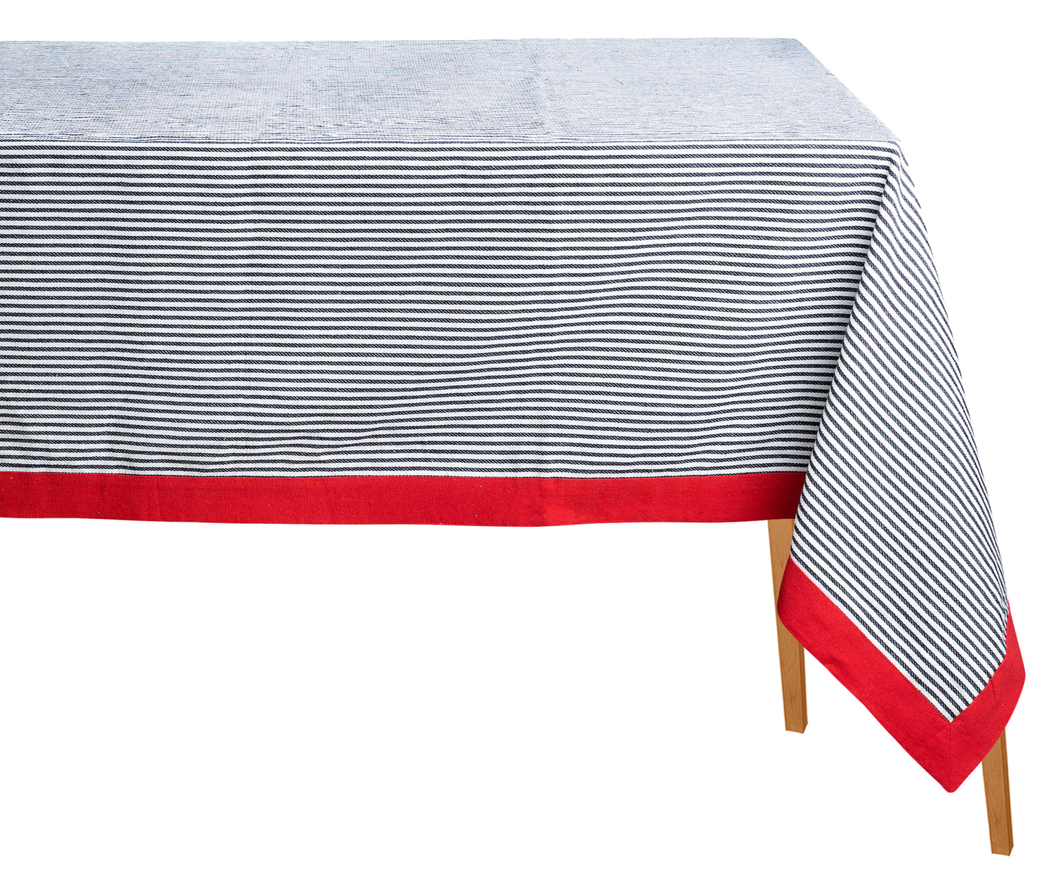Black Rectangle Stripe Tablecloth | All Cotton and Linen