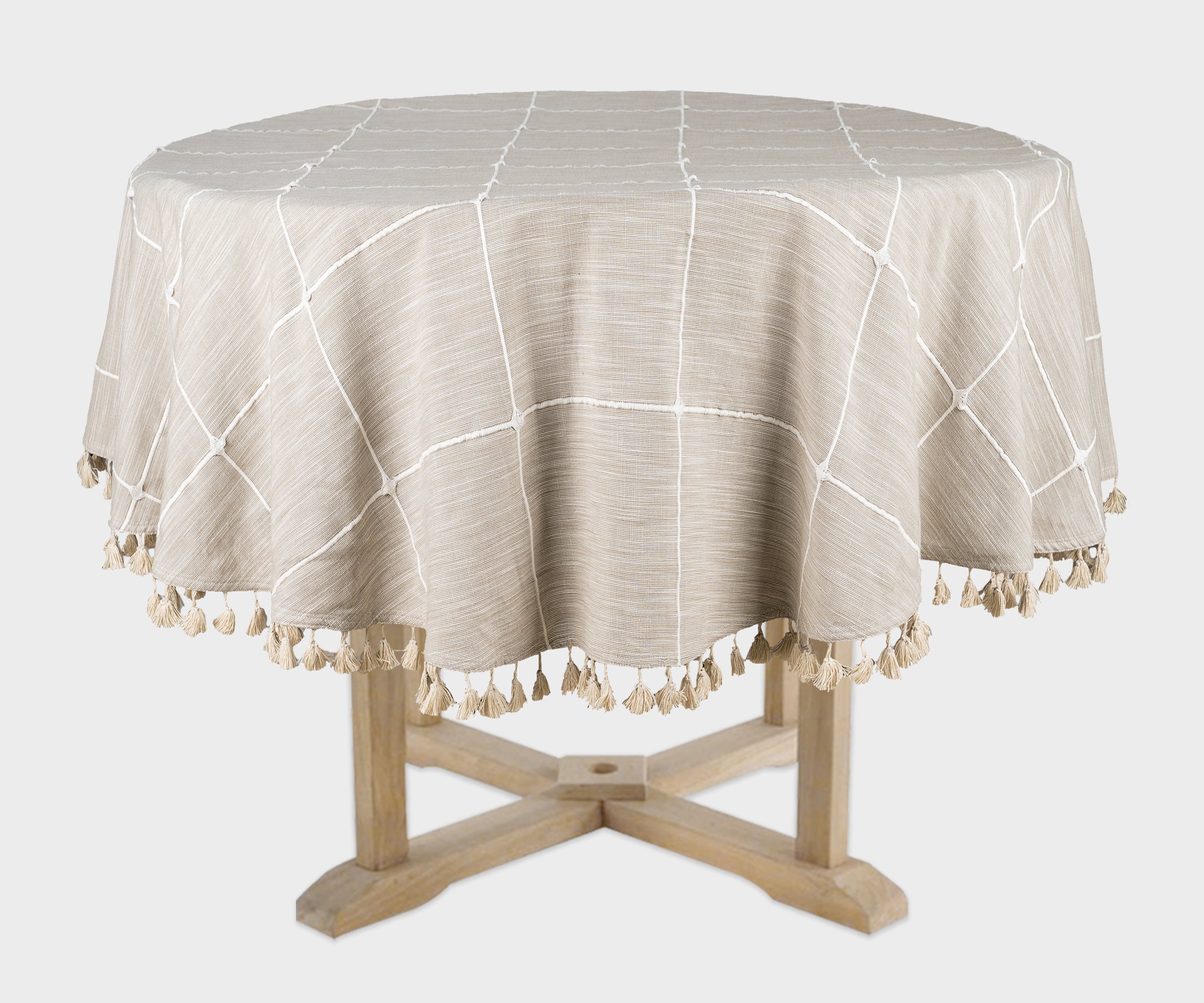 Tablecloth Round - Plaid Tablecloth with Tassel | All Cotton and Linen