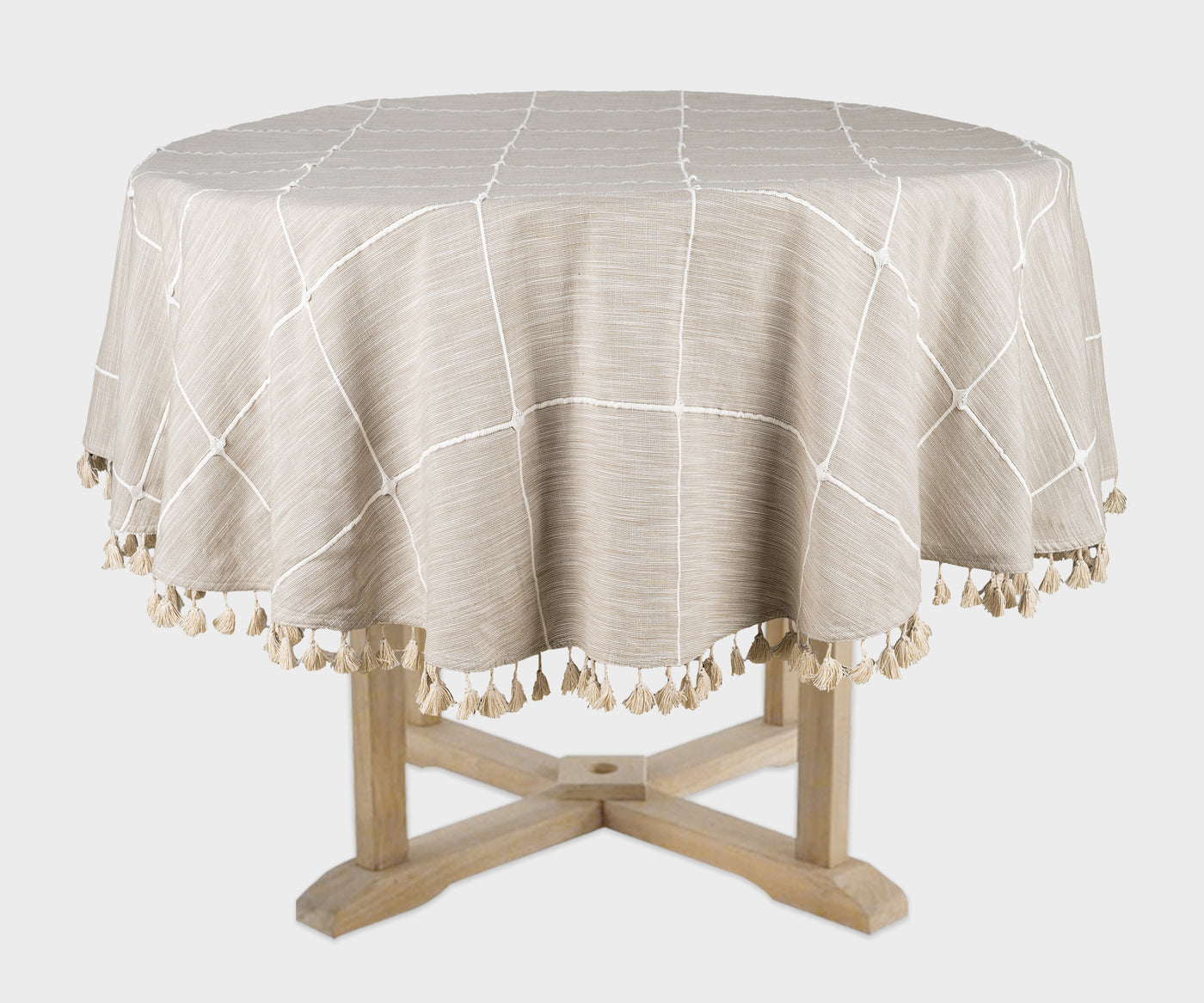 Tablecloth Round - Plaid Tablecloth with Tassel | All Cotton and Linen