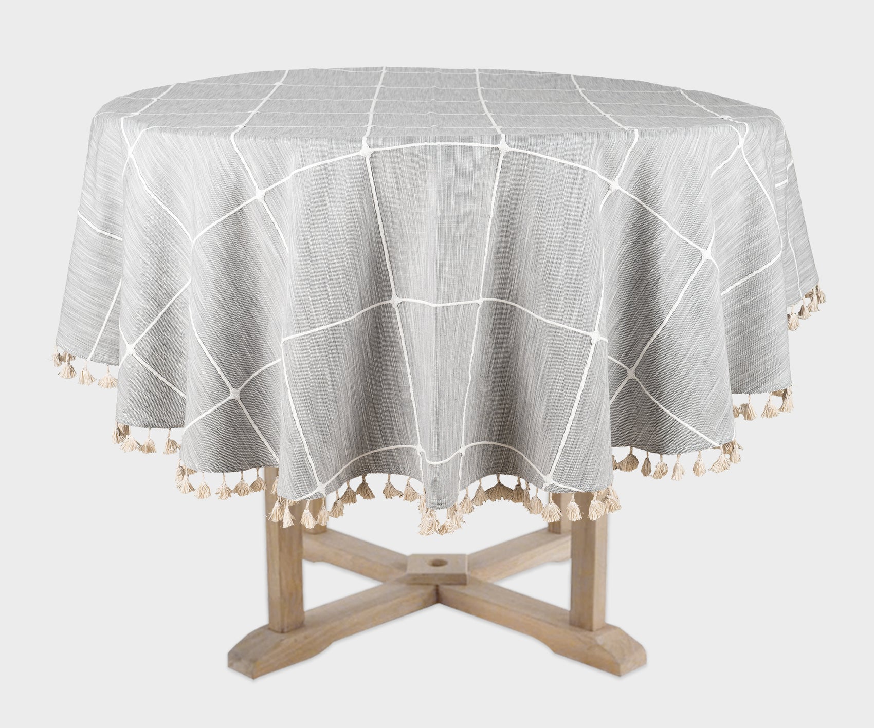 Tablecloth Round - Plaid Tablecloth with Tassel | All Cotton and Linen
