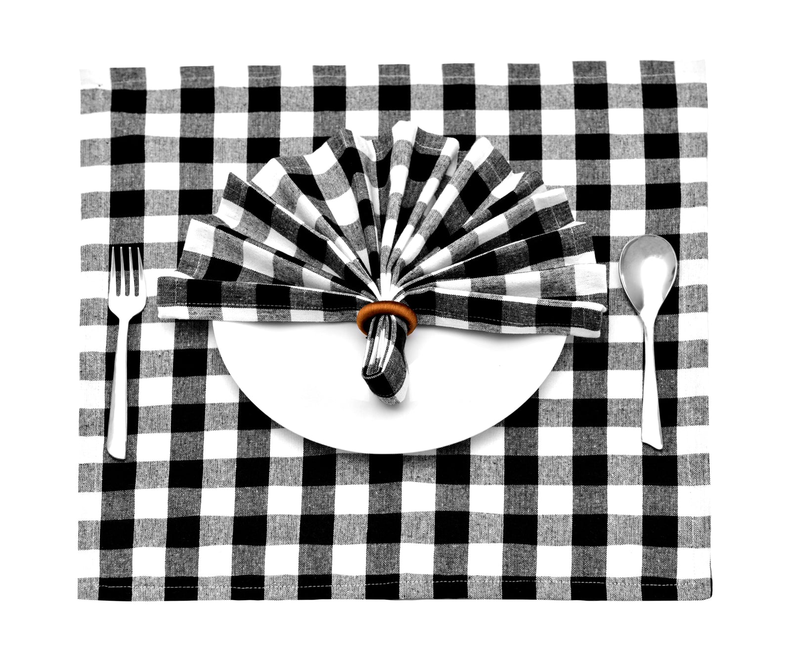 Black And White Buffalo Checkered Napkins | All Cotton and Linen