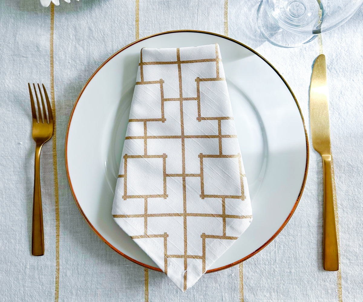 Cotton Printed Napkins | Polka Dot Napkins | White Napkins