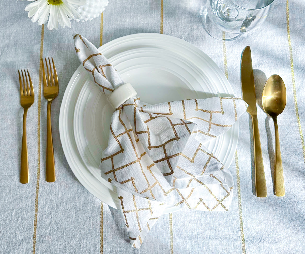 Cotton Printed Napkins | Polka Dot Napkins | White Napkins