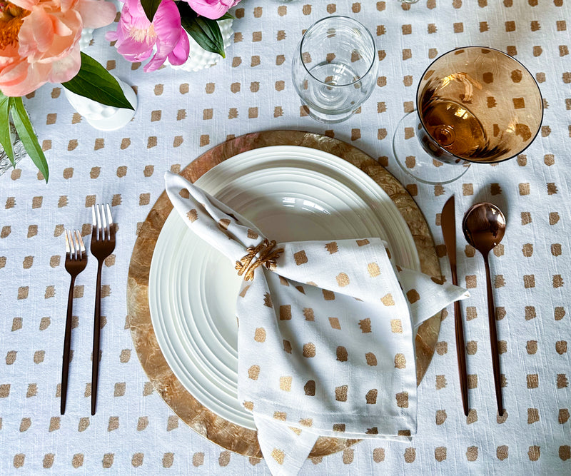 Cotton Printed Napkins | Polka Dot Napkins | White Napkins