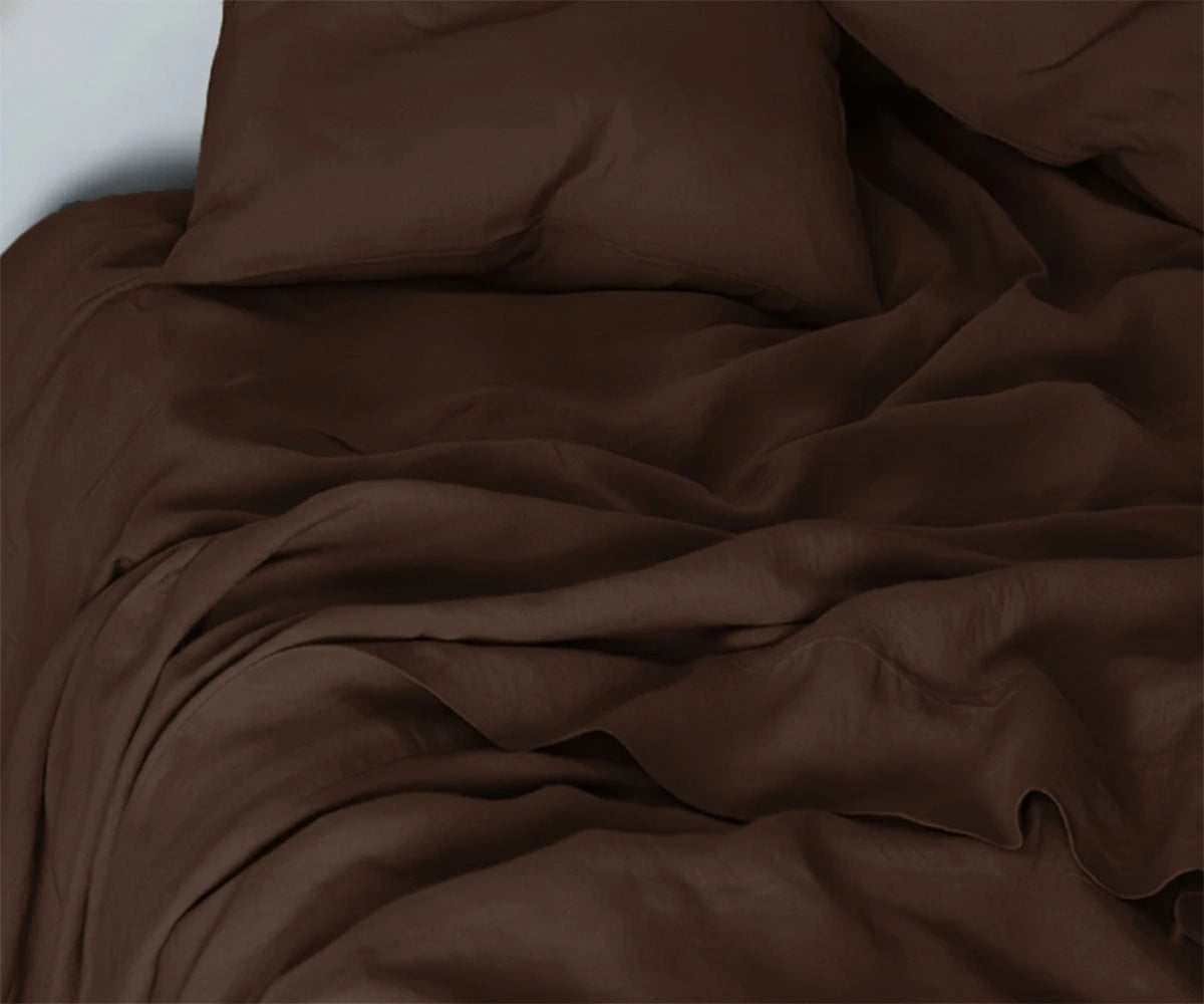 Brown Sheet Set | 100% Linen Bed Sheets Set & Bedding