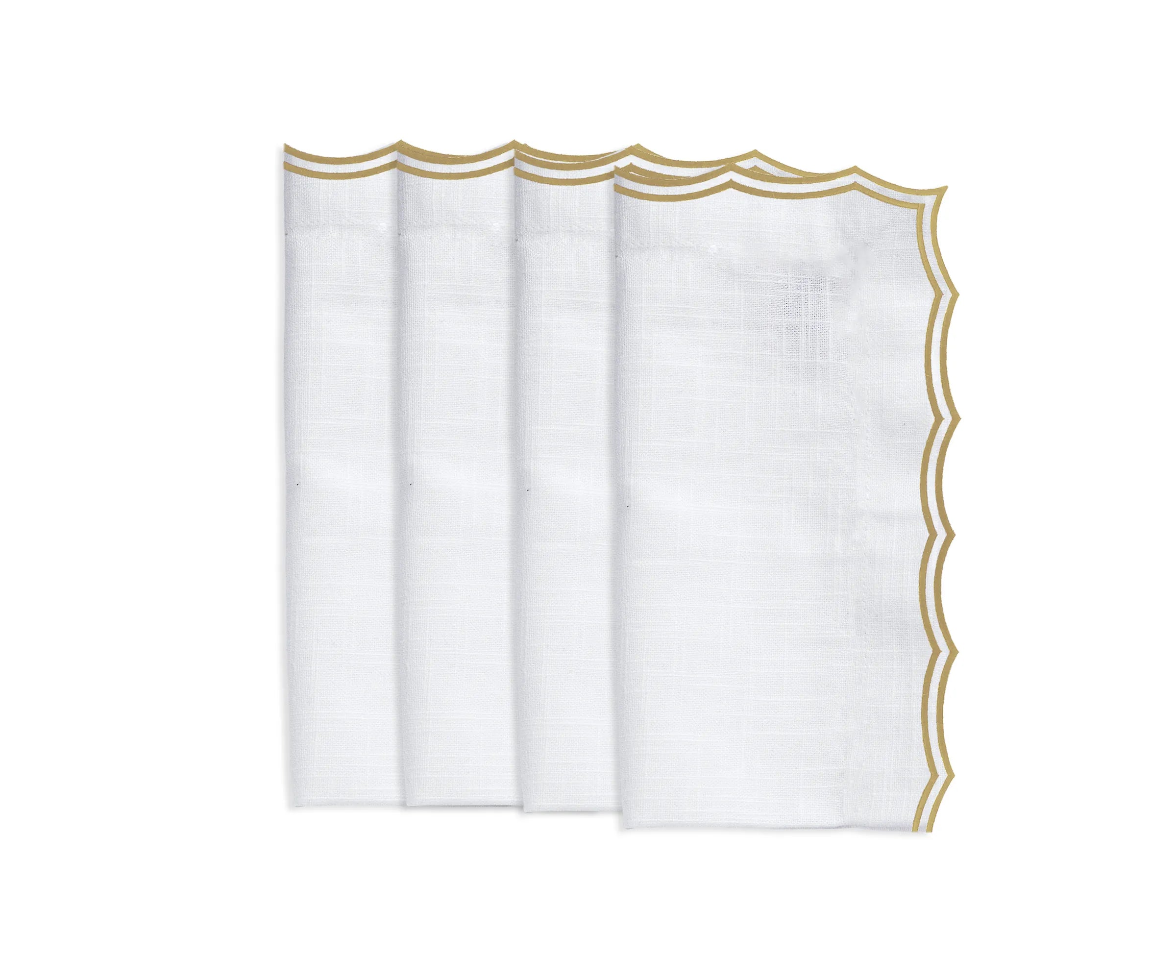 Embroidered Table Napkins - Beige | 100% cotton napkins | Scalloped