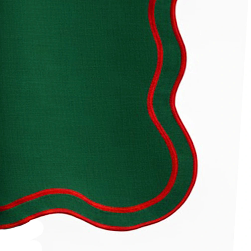Green Napkins with Red Trim | 100% Cotton Cloth Napkins