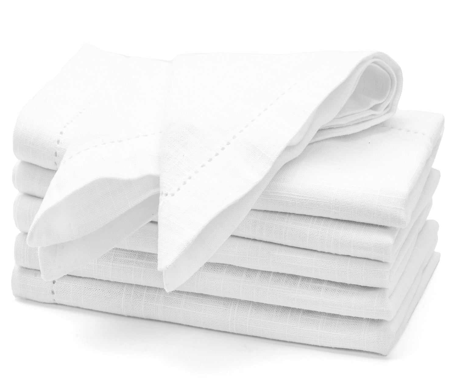 White Hemstitch Napkins | 100% Cotton Napkins | All Cotton and Linen