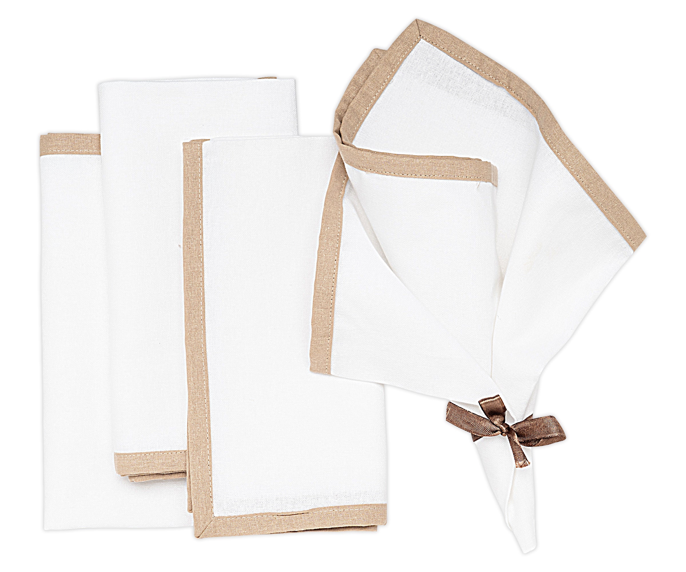 Cotton Dinner Napkins | Piping Napkins | White Cloth Napkins