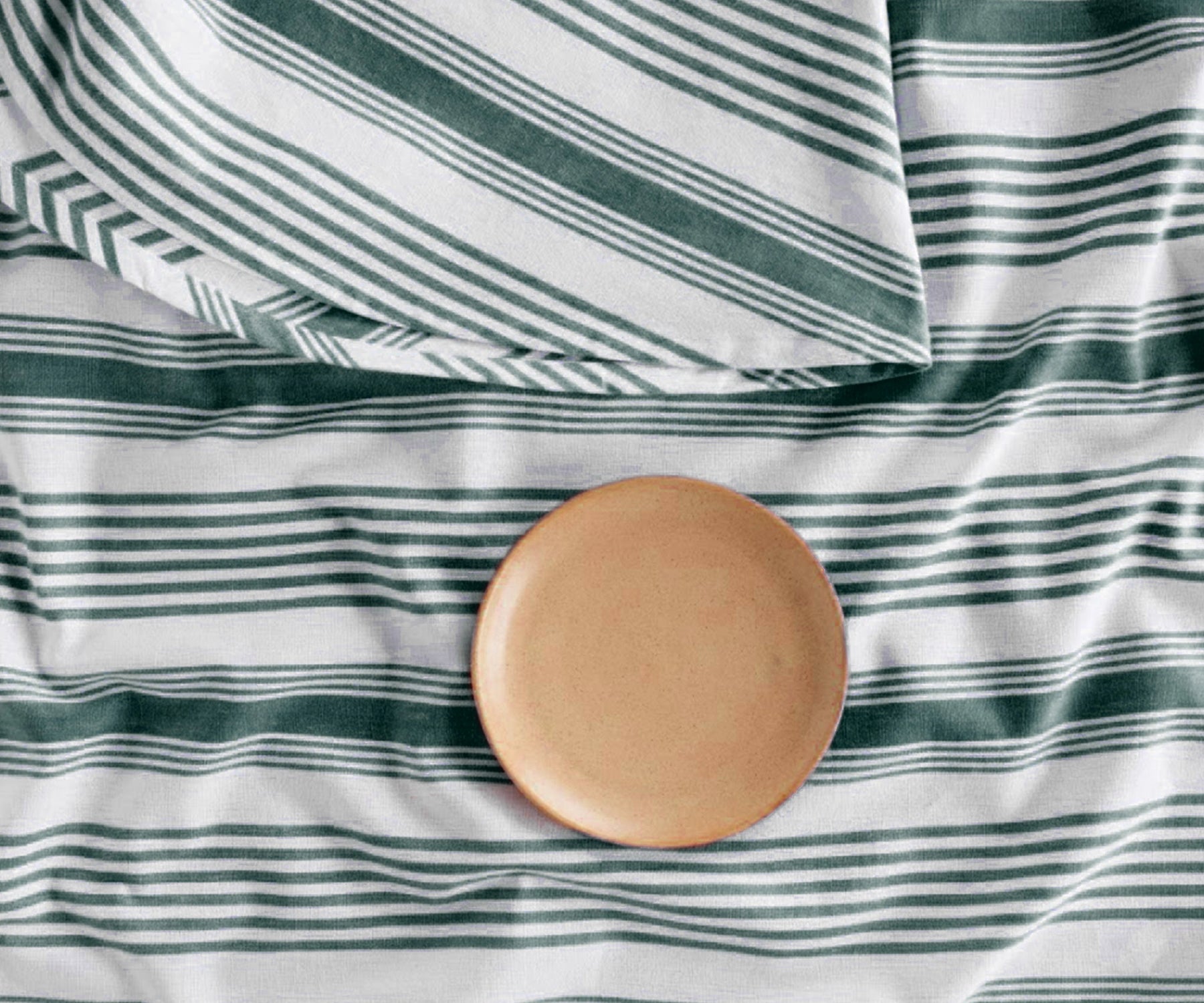 Green and White Round Tablecloth | 100% Cotton 63 Inch