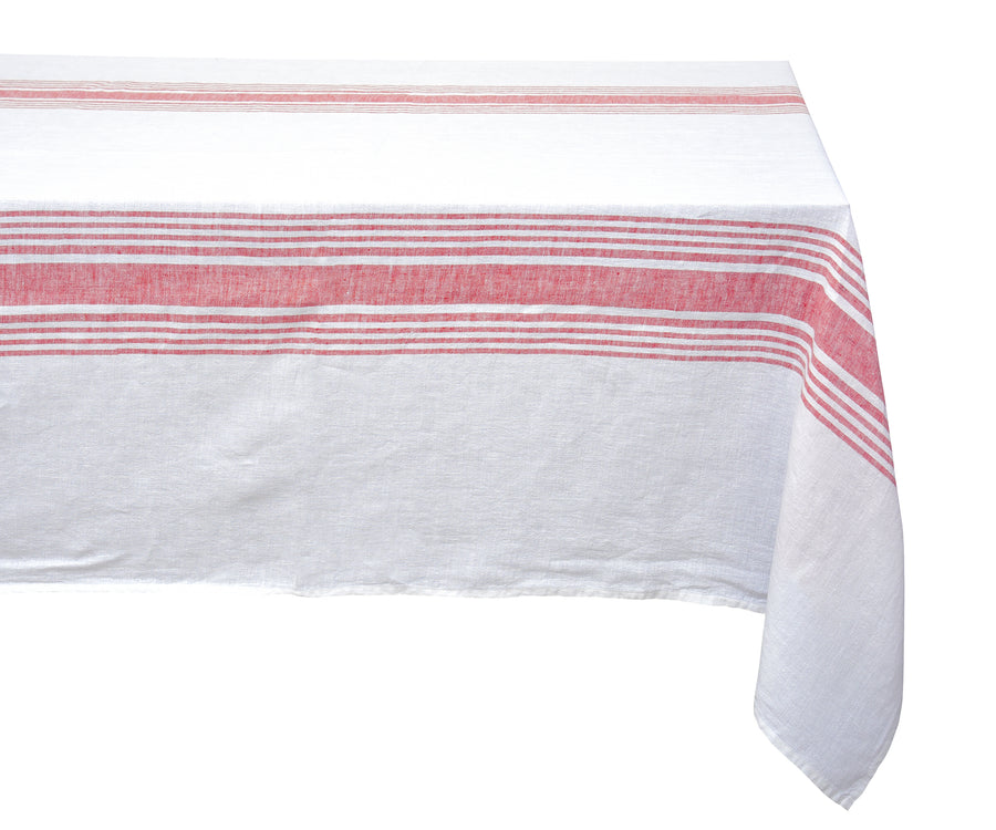 Linen Rectangle Tablecloth | Farmhouse Stripe Tablecloth - Buy Now!