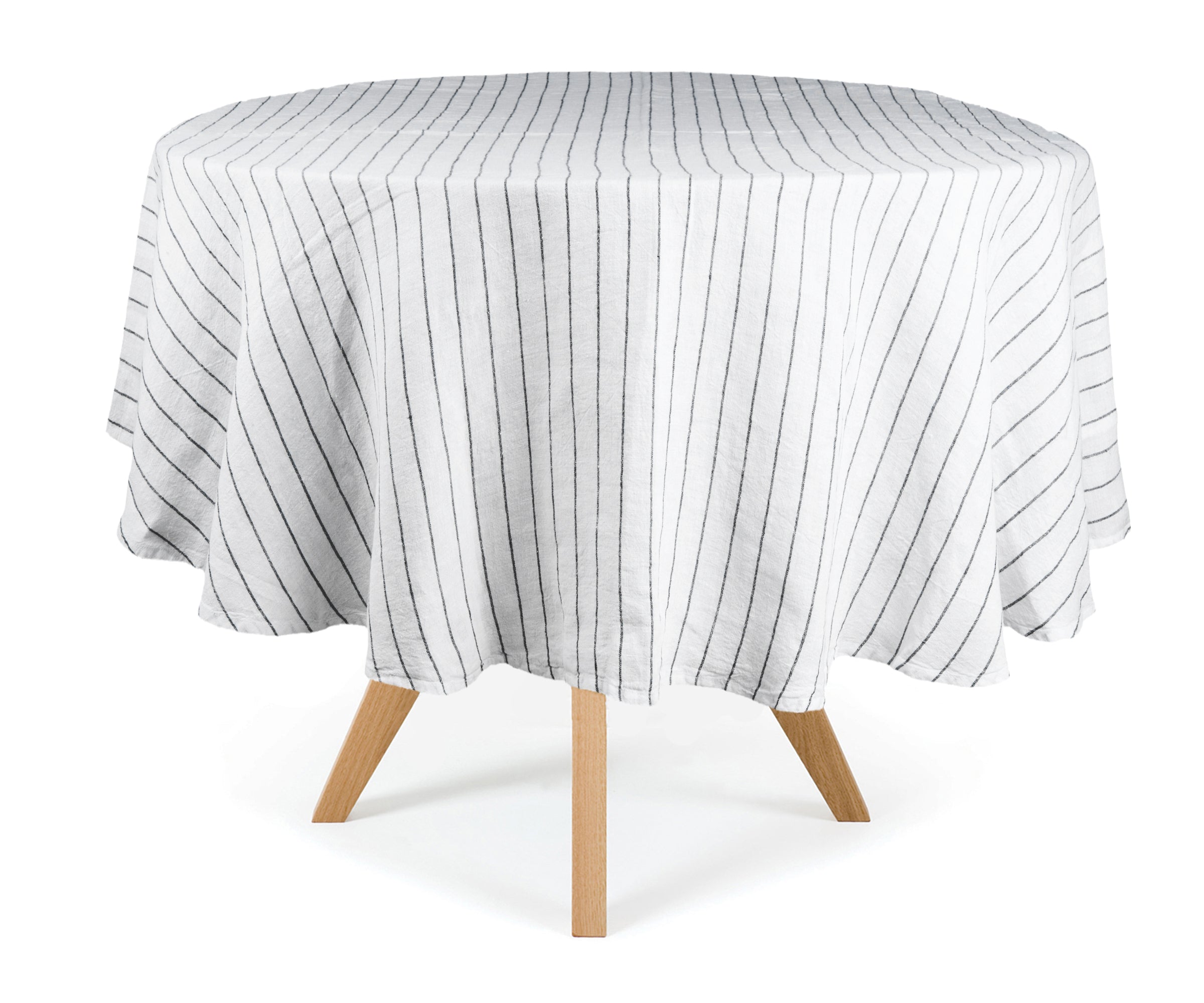 Round Linen Tablecloth 63" | Black Table Linen | All Cotton and Linen