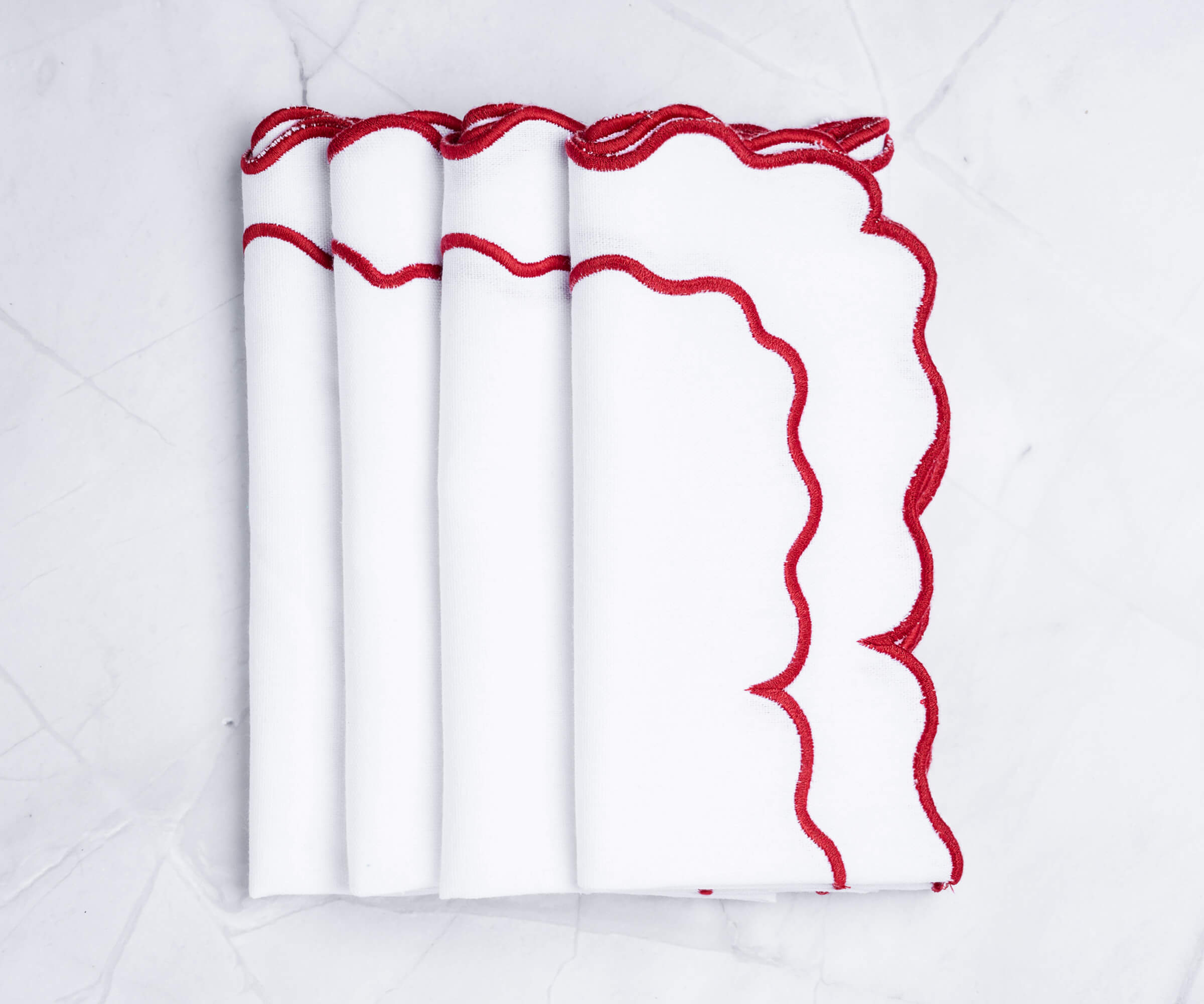 Shop Red Scalloped Napkins: Perfect for Parties & Special Occasions