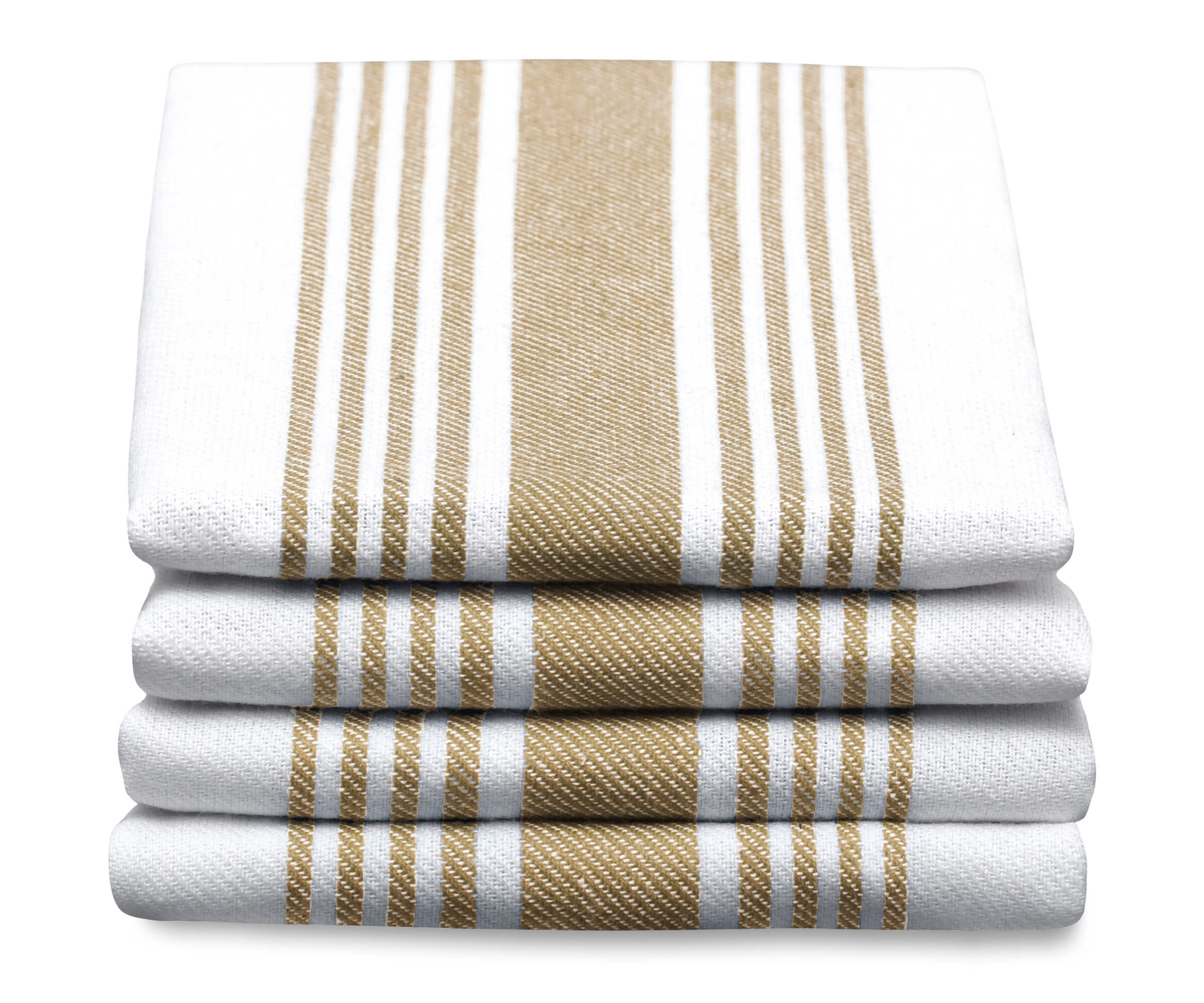Beige Striped Kitchen Towels - Set of 4 - Striped Tea Towels